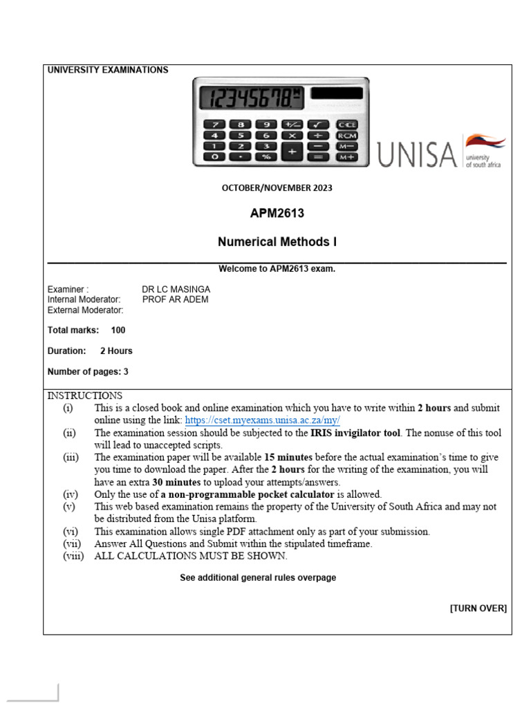 APM2613 OctNov 2023 EQP-1 | PDF | Equations | Applied Mathematics