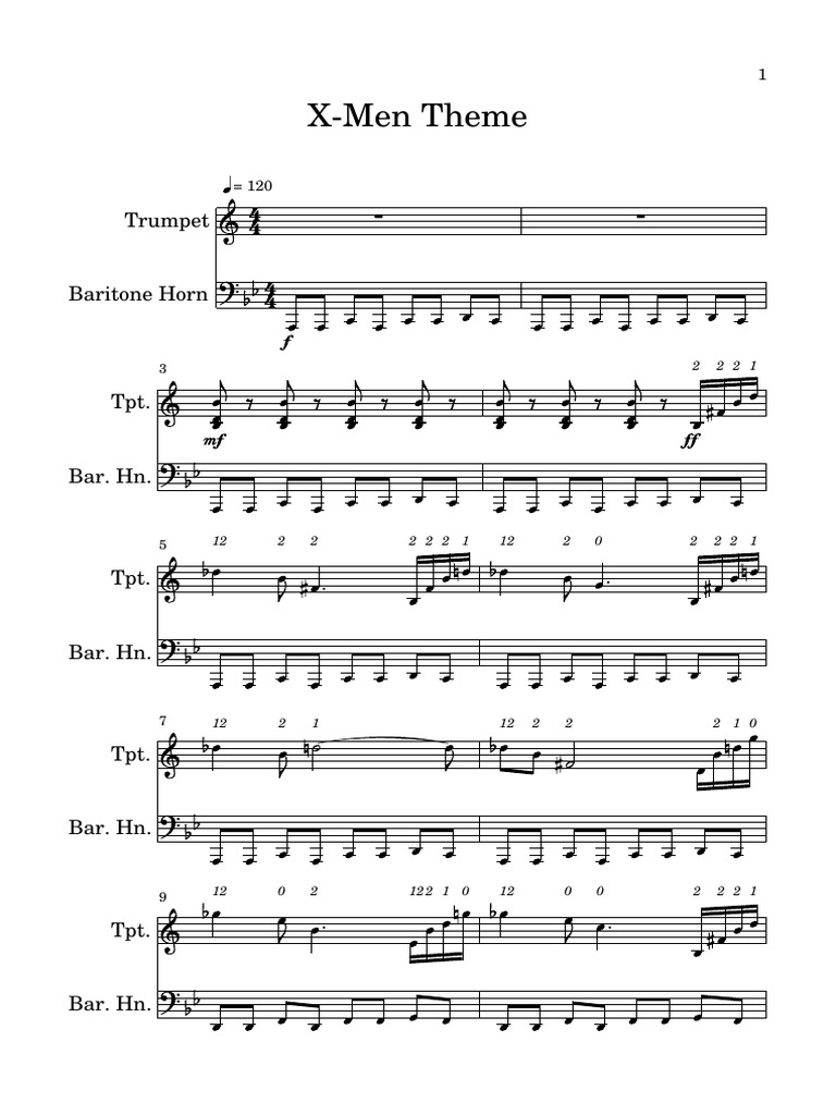 X Men Theme Pdf