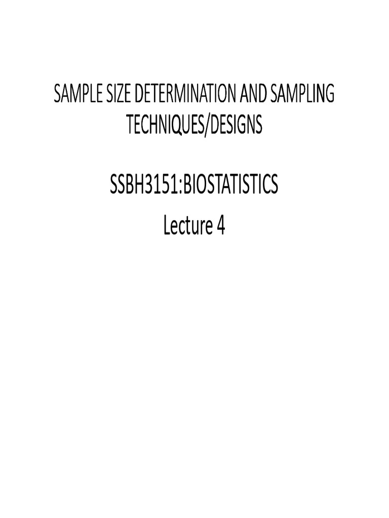 Lecture 4 - Sample Size Determination (Compatibility Mode) | PDF | Sampling (Statistics ...