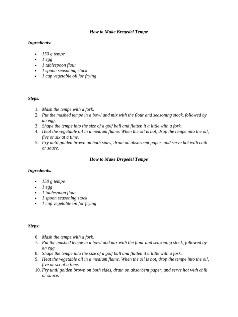 How To Make Bregedel Tempe | PDF