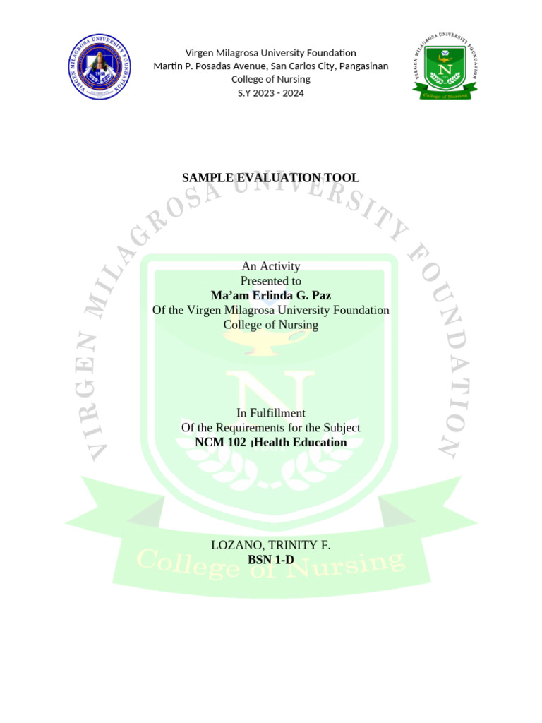 Sample Evaluation Tool Format With Questionnaire | PDF