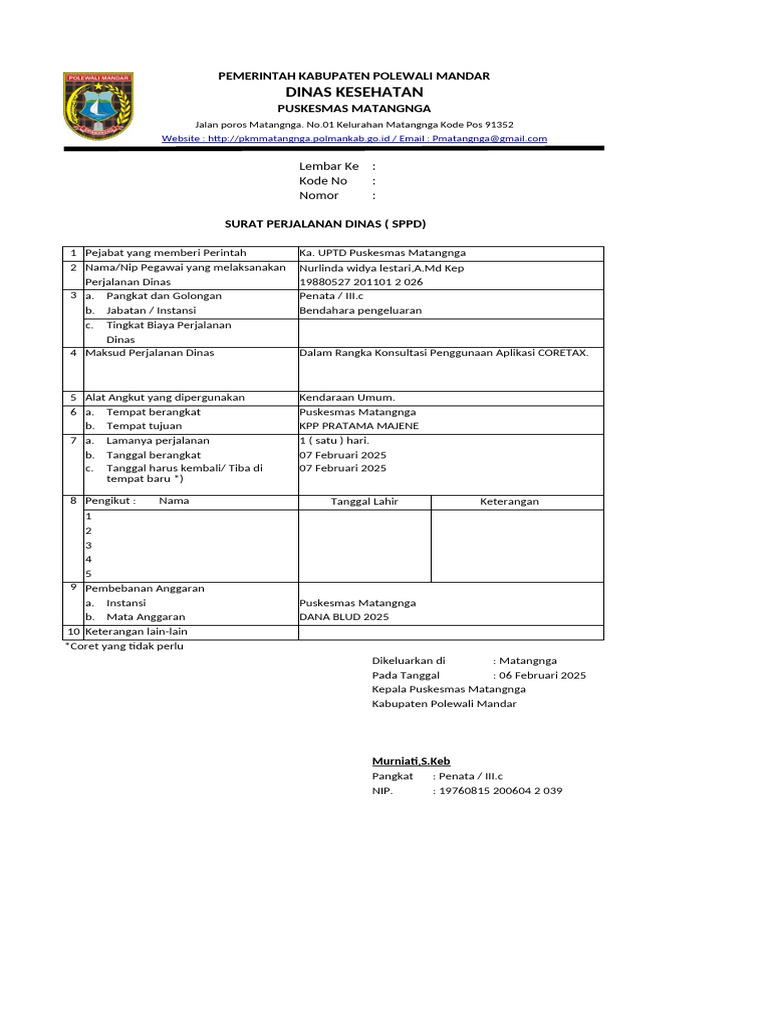 Format SPPD Tahun 2025 | PDF