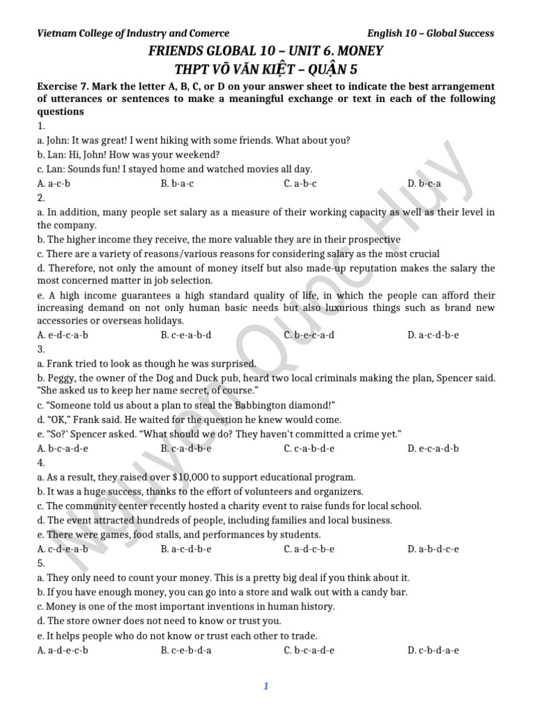 Friends Global 10 - Unit 6 - THPT Võ Văn Kiệt - Q5 | PDF | Nobel Prize | Vocational Education
