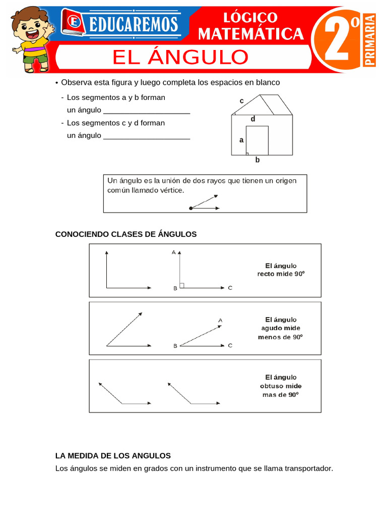 El Angulo Para Segundo Grado De Primaria Pdf ángulo Geometría