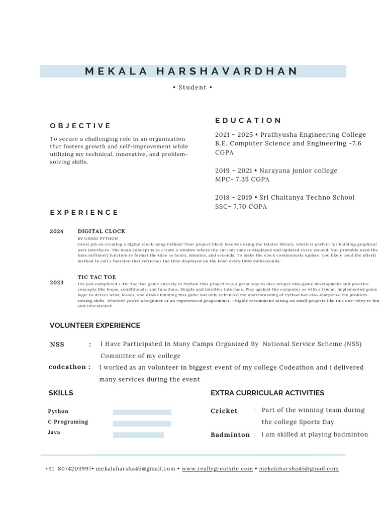 MEKALA HARSHAVARDHAN | PDF | Python (Programming Language) | Computer Programming