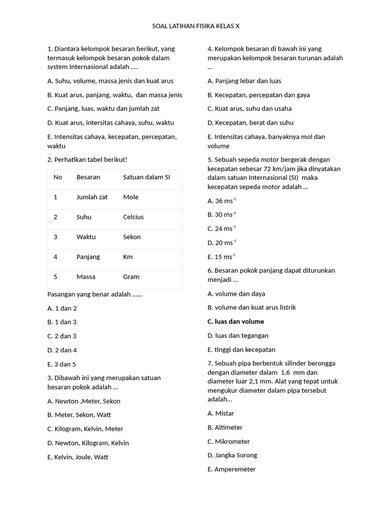 Kumpulan Soal Fisika Kelas X | PDF
