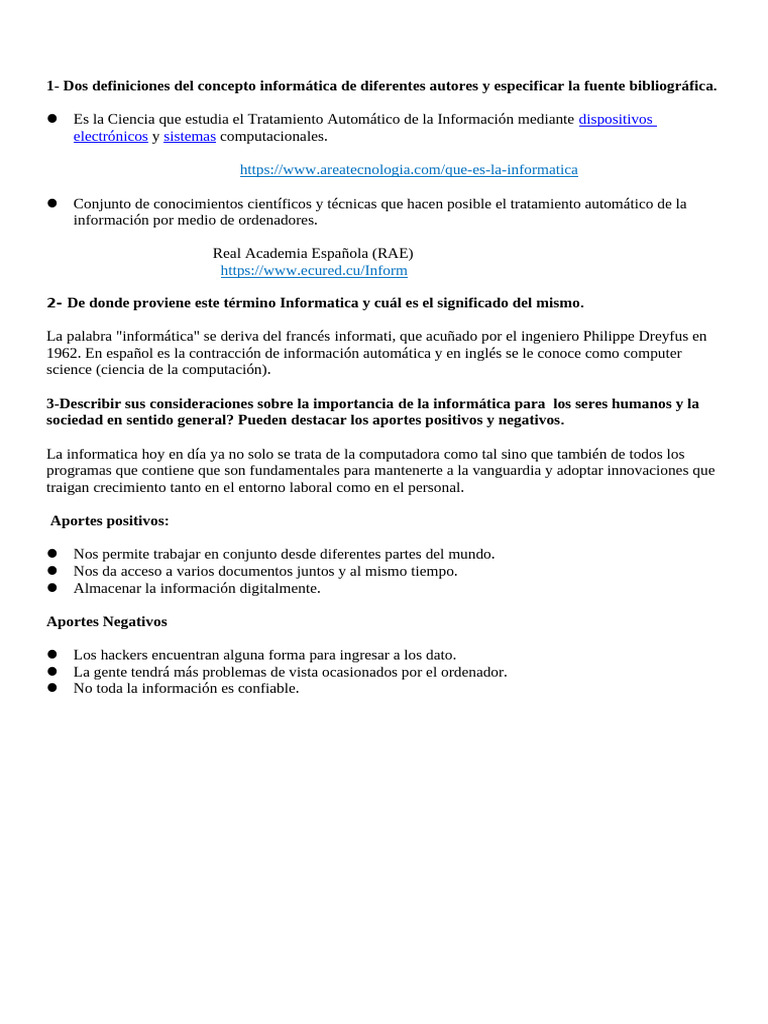 Reflexión Sobre Importancia de La Informática | PDF