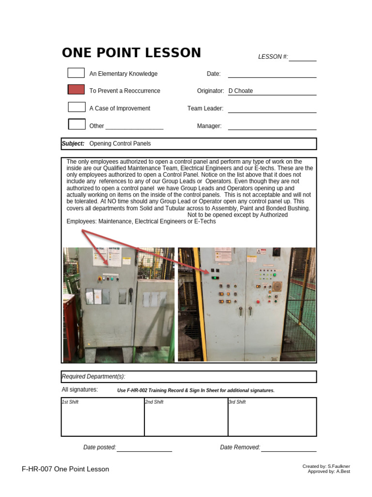 OPL Opening Electrical - Control Panels | PDF