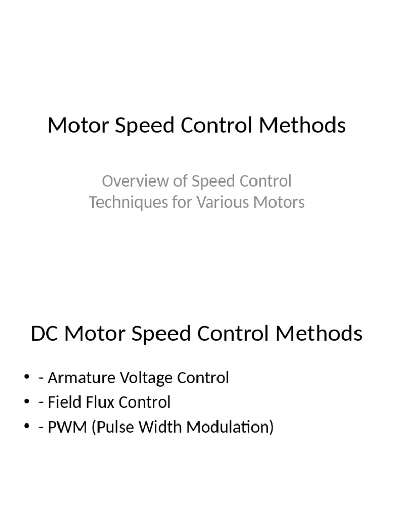Motor Speed Control Methods | PDF