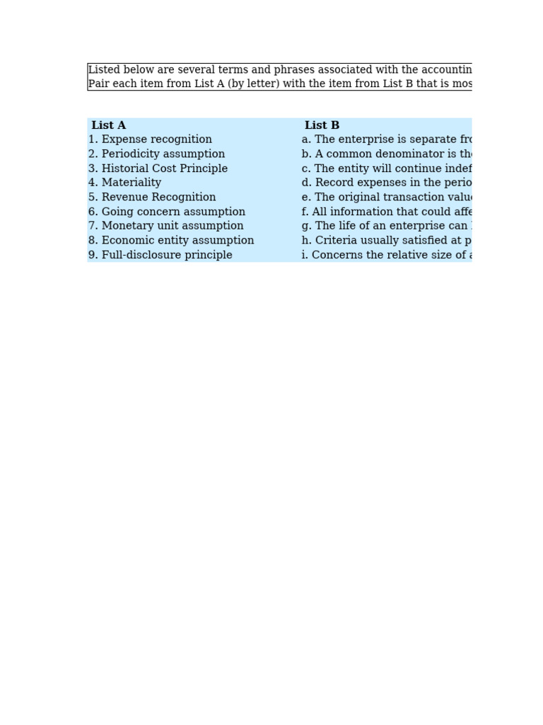 Accounting Concepts and Principles Guide | PDF | Going Concern | Cost