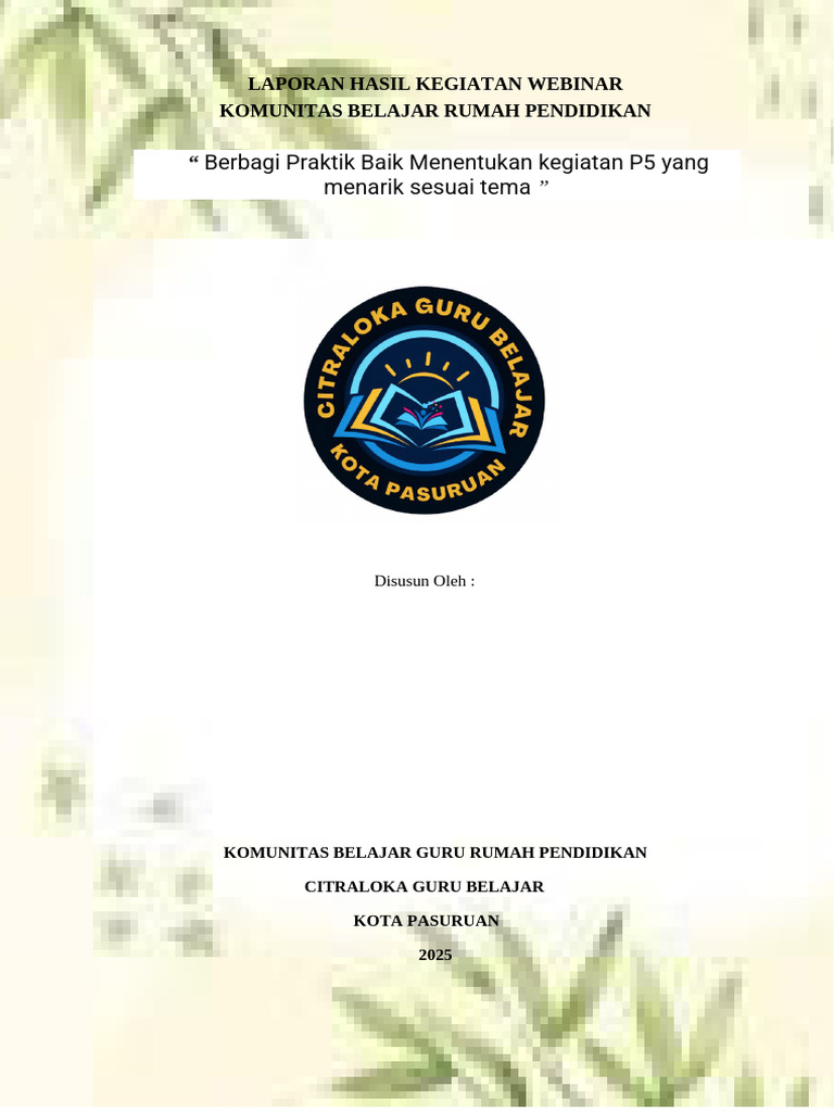 Webinar Praktik Baik P5 untuk Guru | PDF