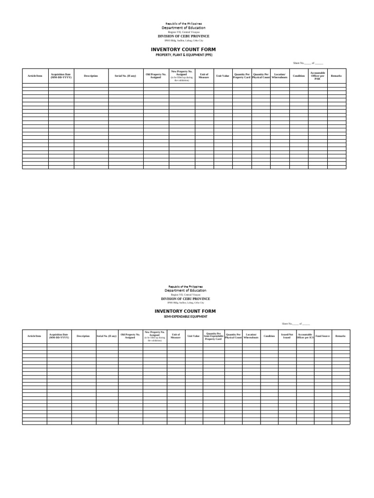 Inventory Count Forms 1 | PDF