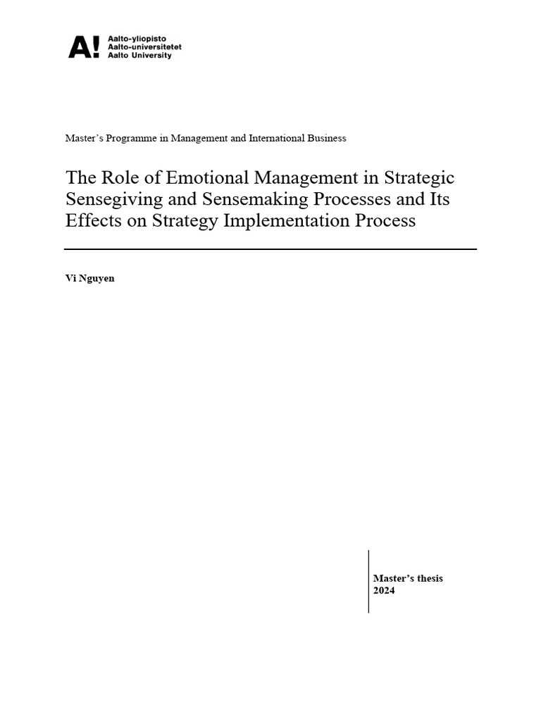 The Role of Emotional Management in Strategic | PDF | Emotions ...