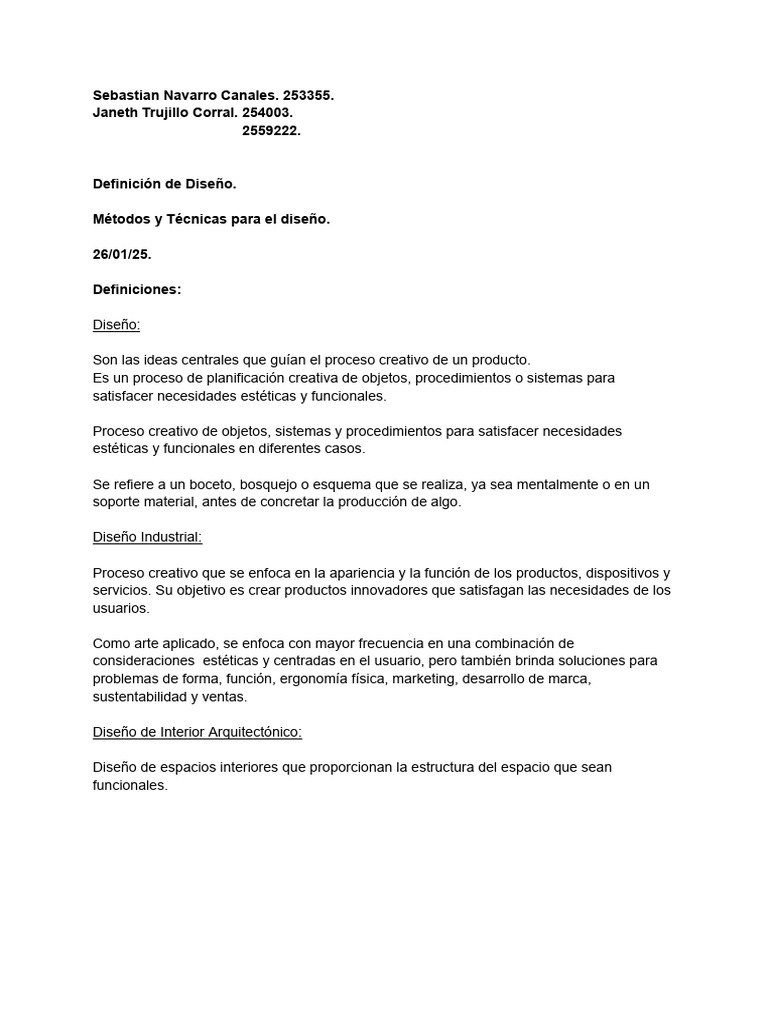Definición y Proceso del Diseño | PDF