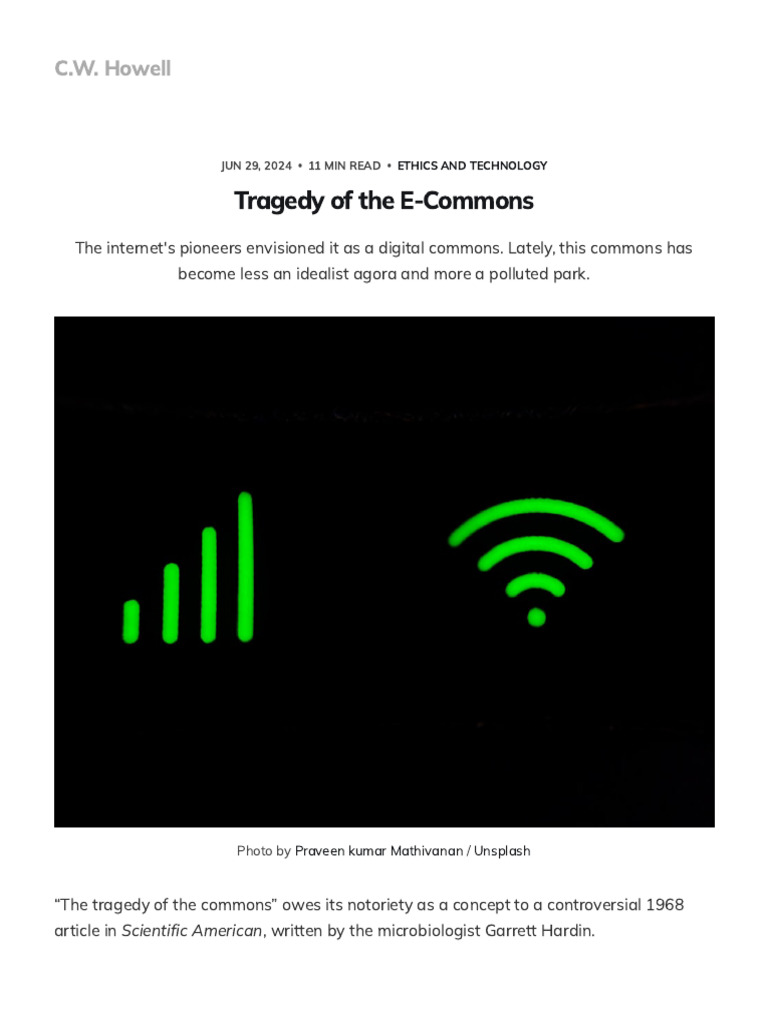Tragedy of the E-Commons. | PDF | Psychology | Charles Darwin