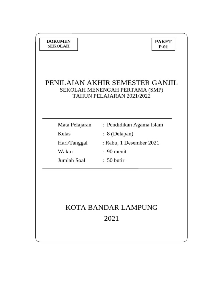 1. SOAL PAS PAI KLS 8 ganjil 2021 | PDF