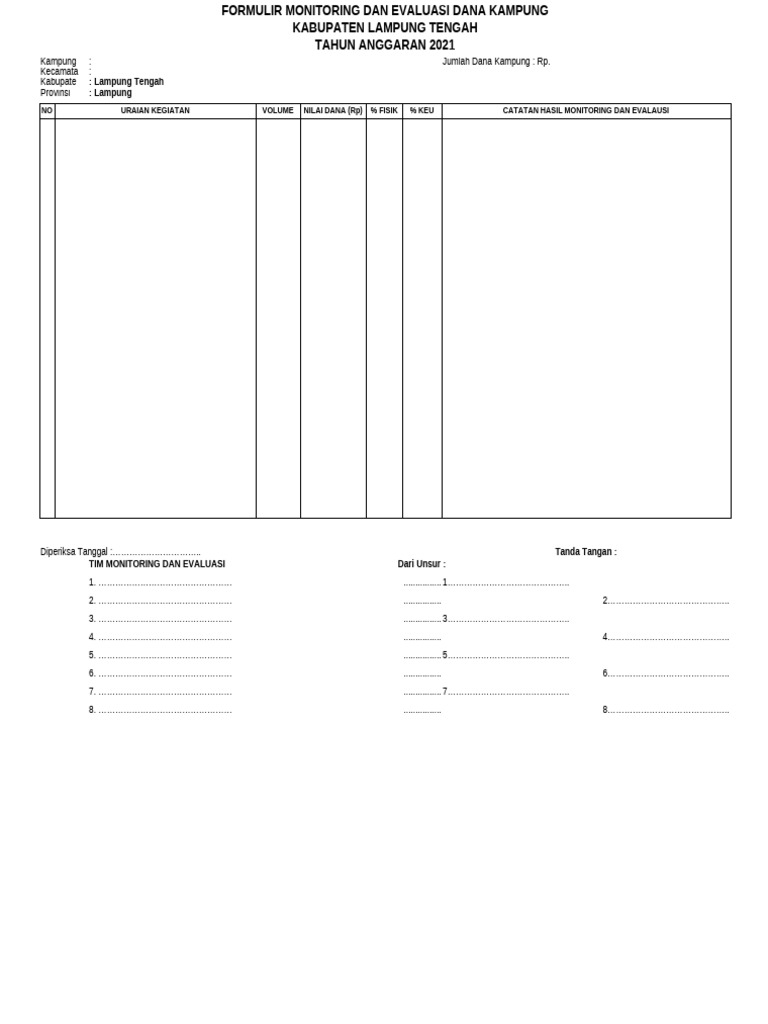Formulir Monev 2021 | PDF