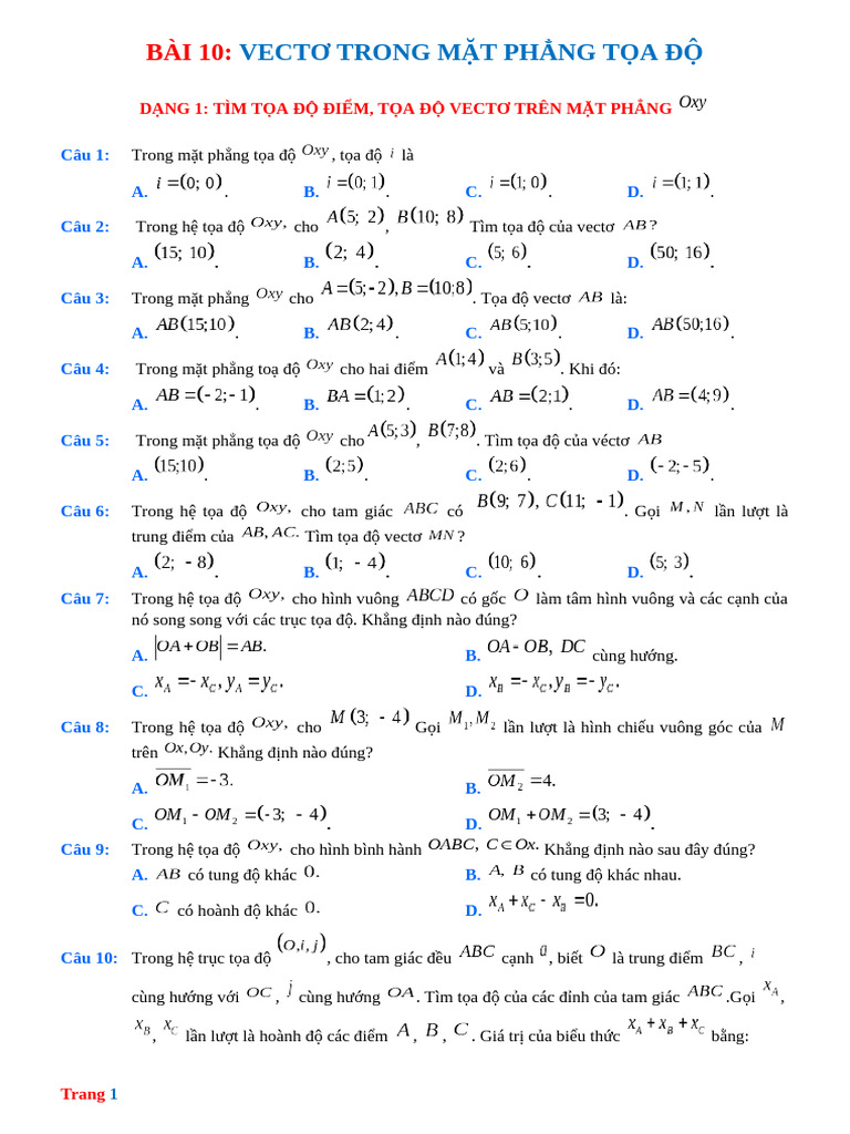 Bai 10 Vecto Trong Mat Phang Toa Do KNTT | PDF