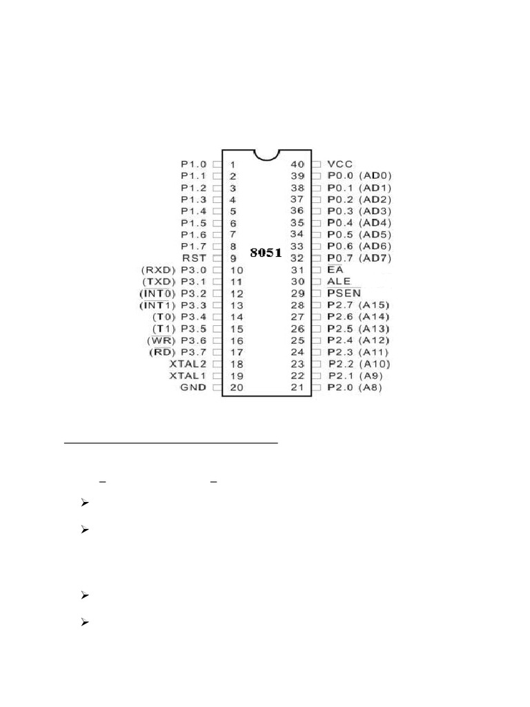 8051 Microcontroller Pin Diagram | PDF | Microcontroller | Integrated ...