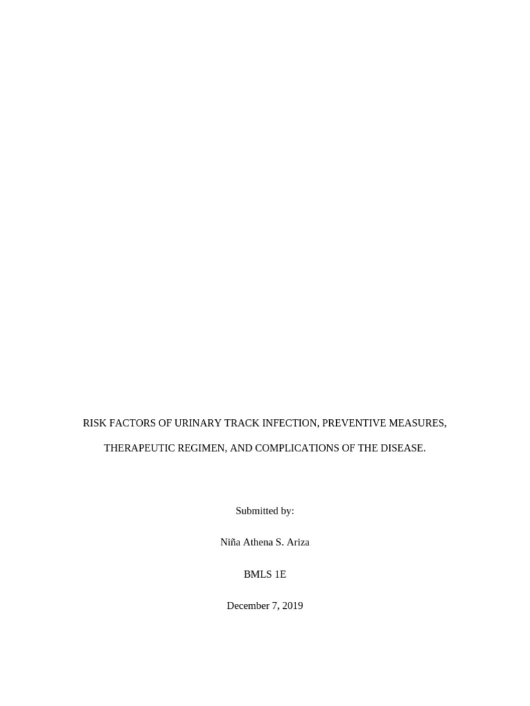 Urinary Tract Infection: Risks & Prevention | PDF | Urinary Tract ...