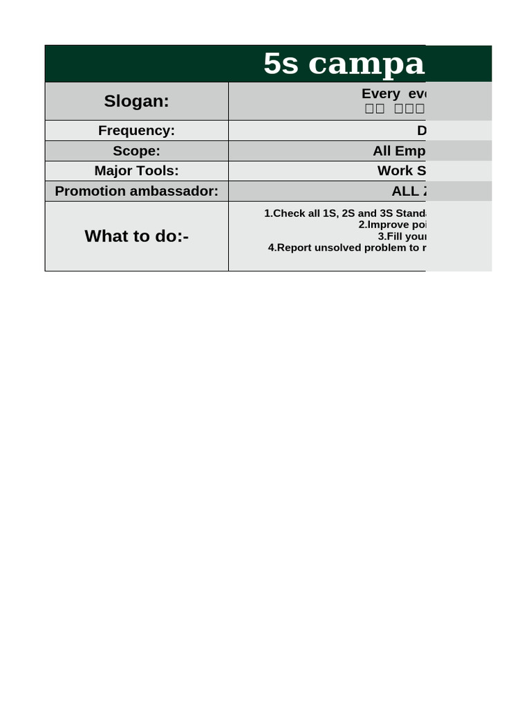 Tata Steel 5S Campaign Guidelines | PDF