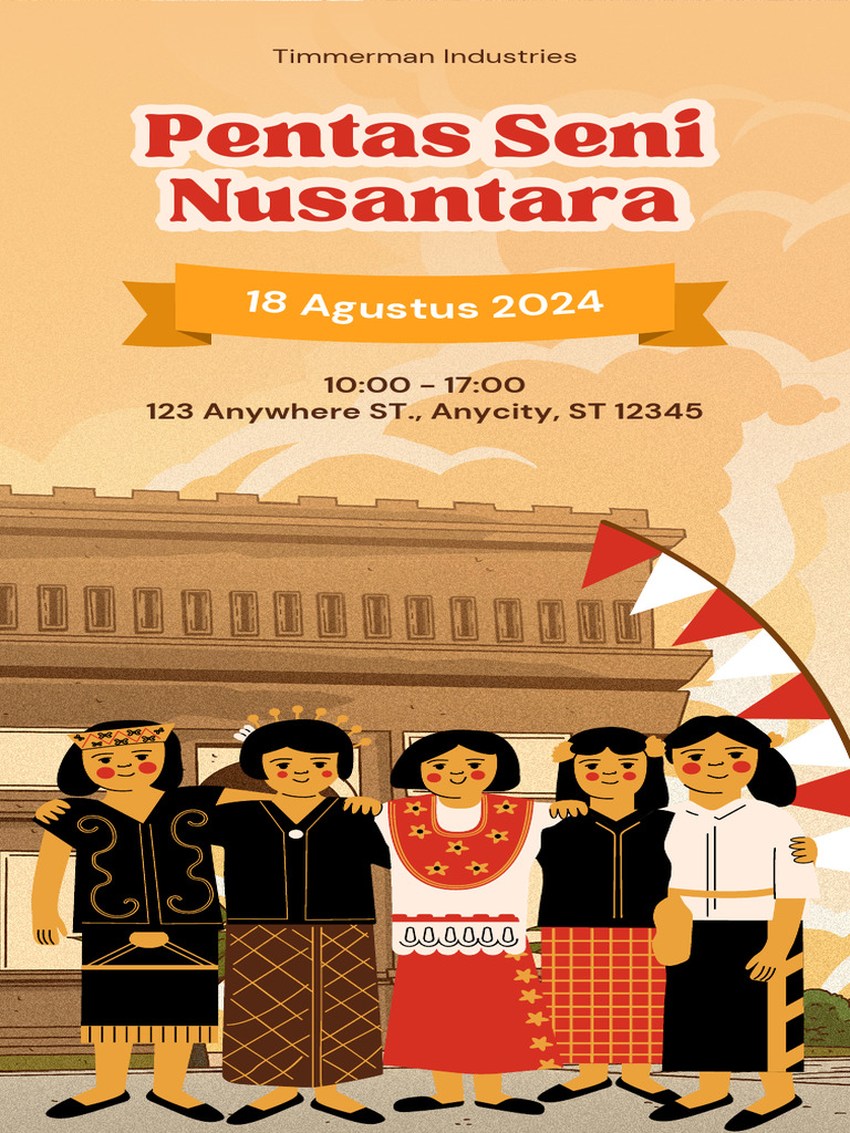 Merah Oranye Banner Pentas Seni Modern | PDF