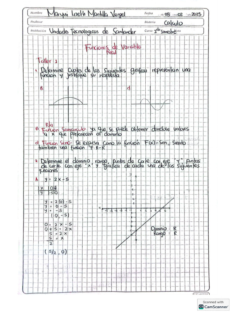 Taller 1 FUNCIONES DE VARIABLES REAL | PDF