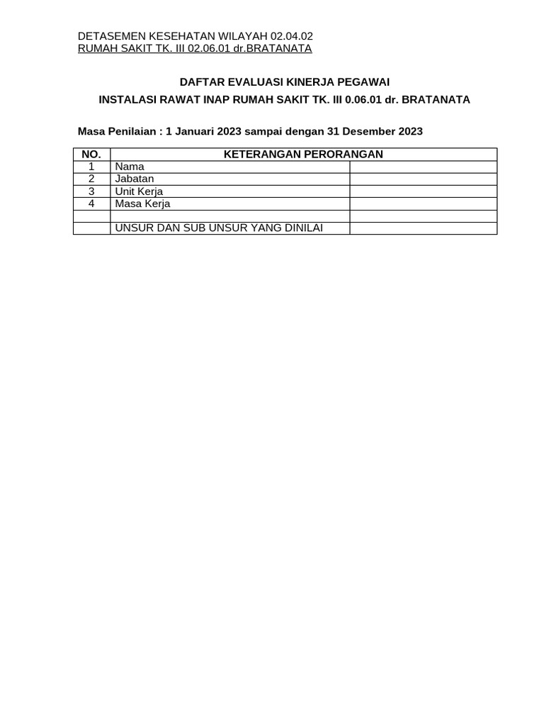 Daftar Evaluasi Kinerja Pegawai | PDF