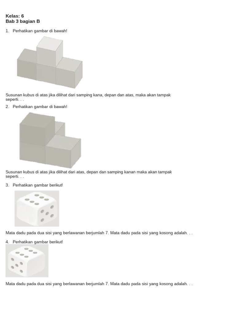 Soal Matematika Kelas 6 Visualisasi Spasial Kurikulum Merdeka | PDF