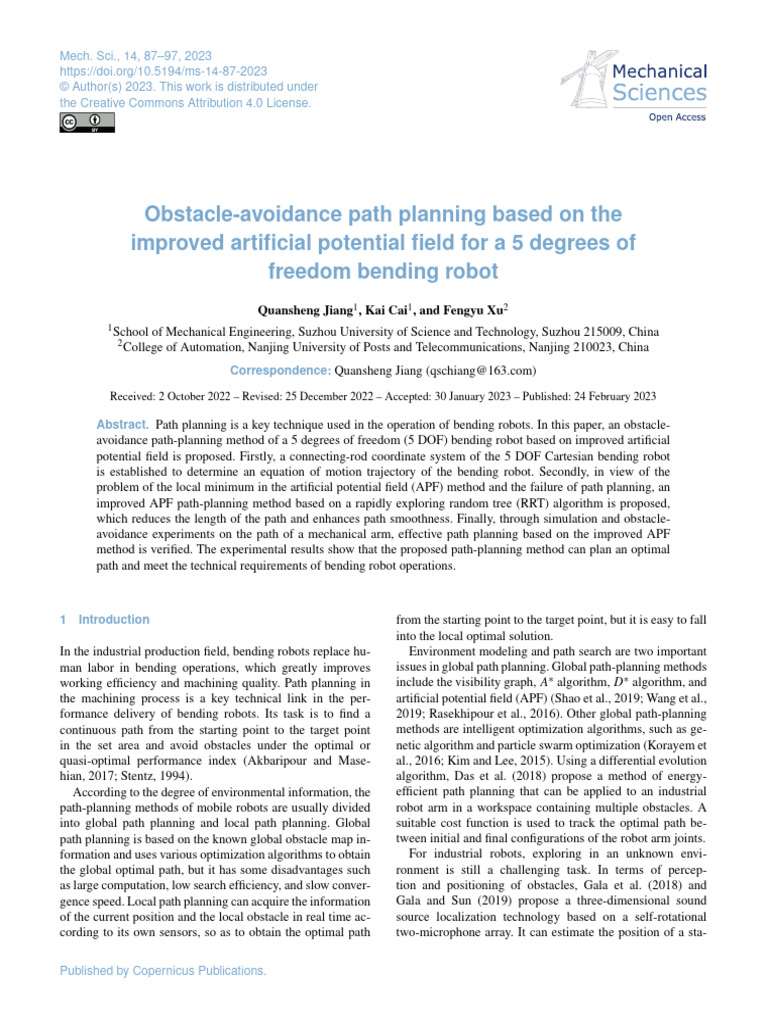 Obstacle-Avoidance Path Planning Based On The Impr | PDF | Cartesian ...