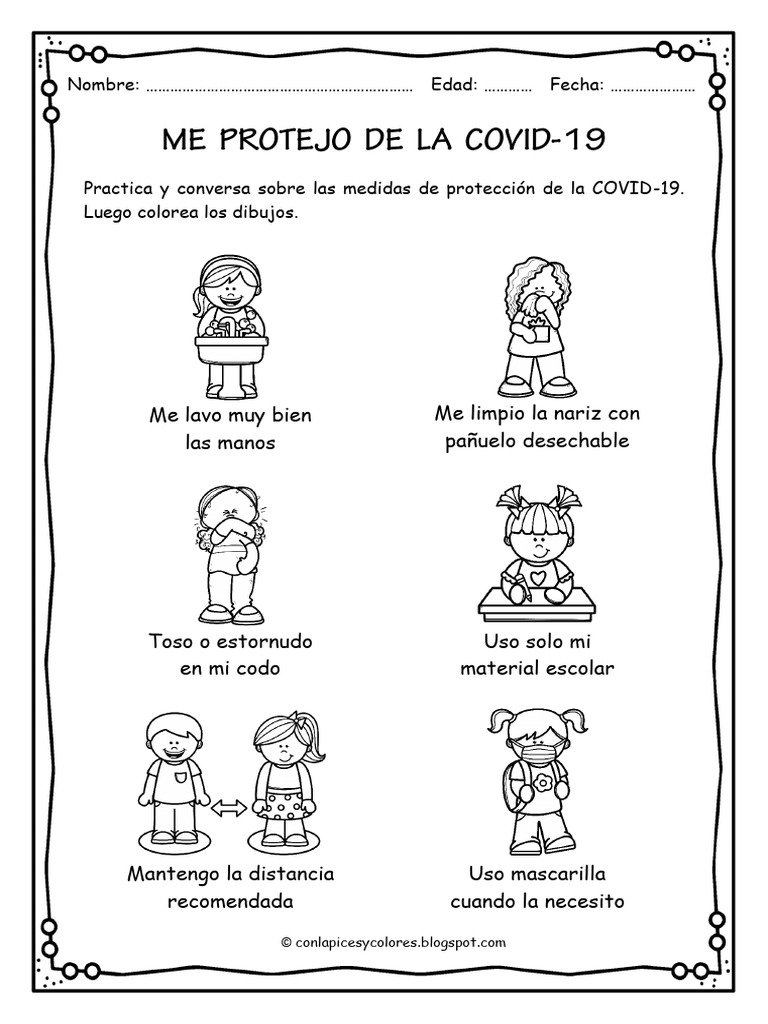 CLYC S A4 BN Medidas de Protección Contra La COVID-19 para Colorear | PDF