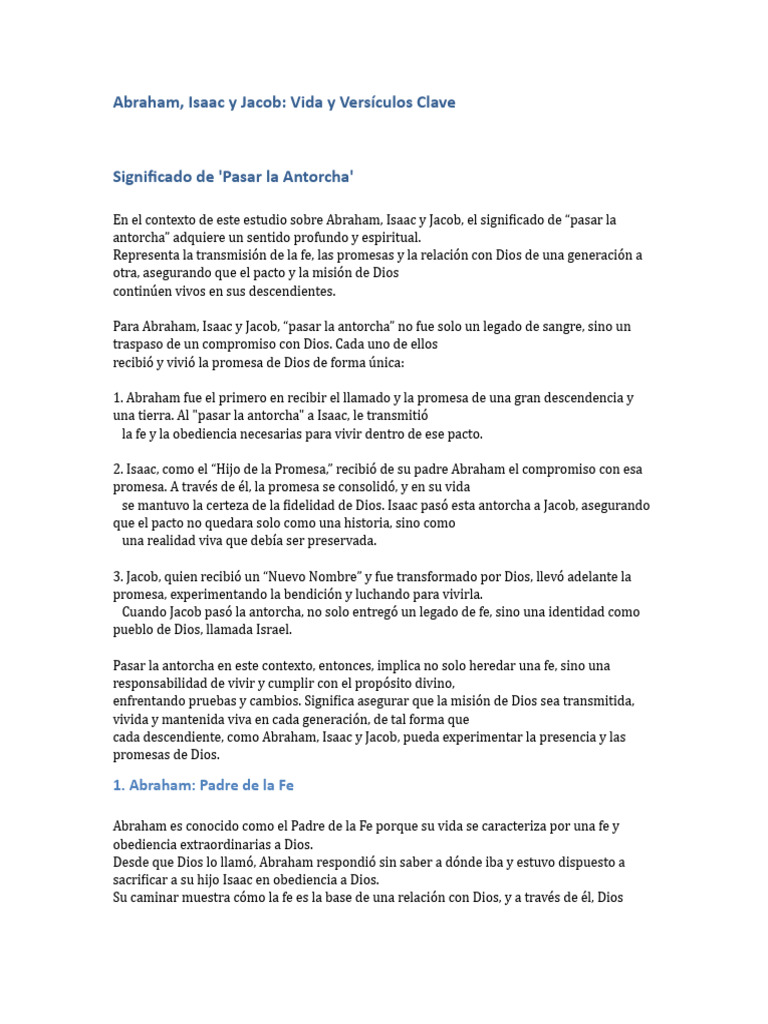 Abraham_Isaac_Jacob_Vida_y_Textos_Clave_Actualizado | PDF | Abrahán | Jacob