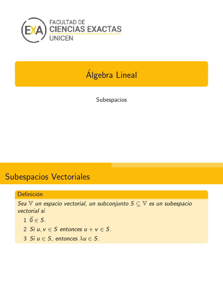 Clase 9. Subespacios | PDF | Espacio vectorial | Base (álgebra lineal)