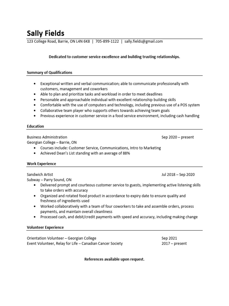 Sample Resume Part Time Job Search | PDF