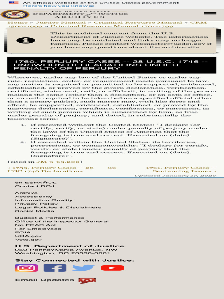 28 U.S.C. § 1746 Declaration Guide | PDF
