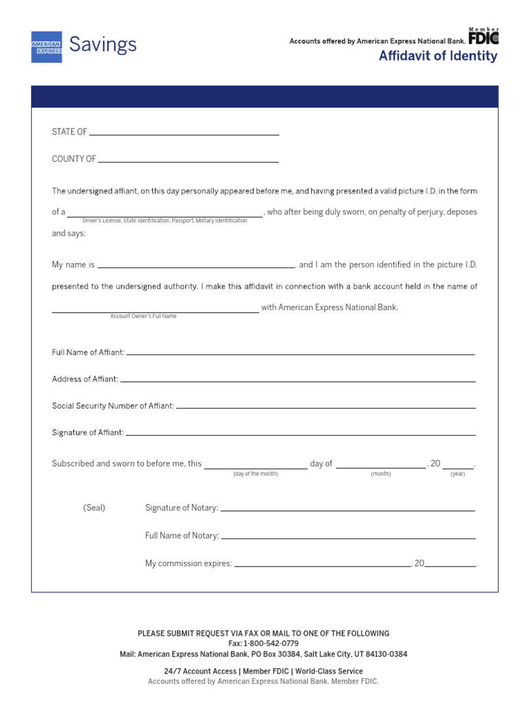 Affidavit of Identity Generic Notarized Form AENB 2020 | PDF