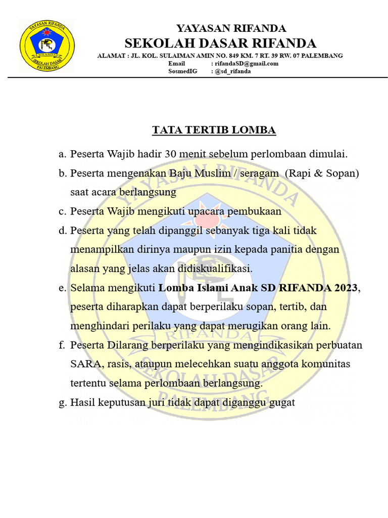 Juknis - Lomba Islami Anak SD | PDF