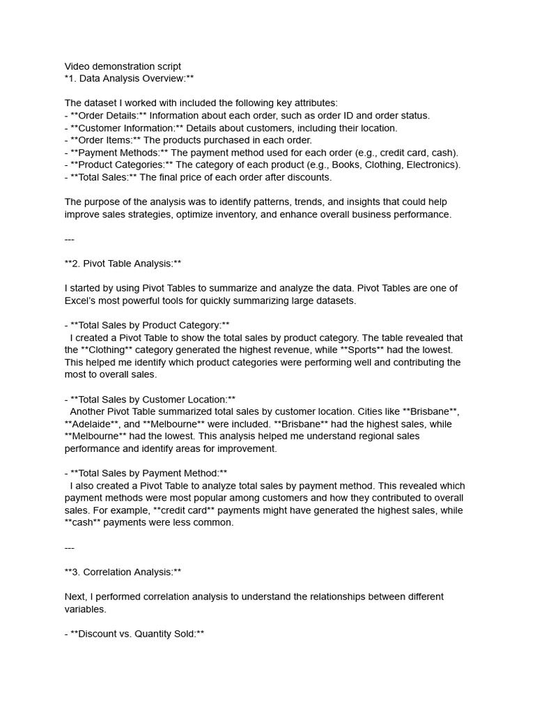 Video Demonstration Script | PDF | Regression Analysis | Dependent And ...