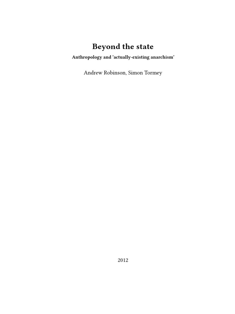Andrew Robinson and Simon Tormey Beyond The State | PDF | Anarchism ...