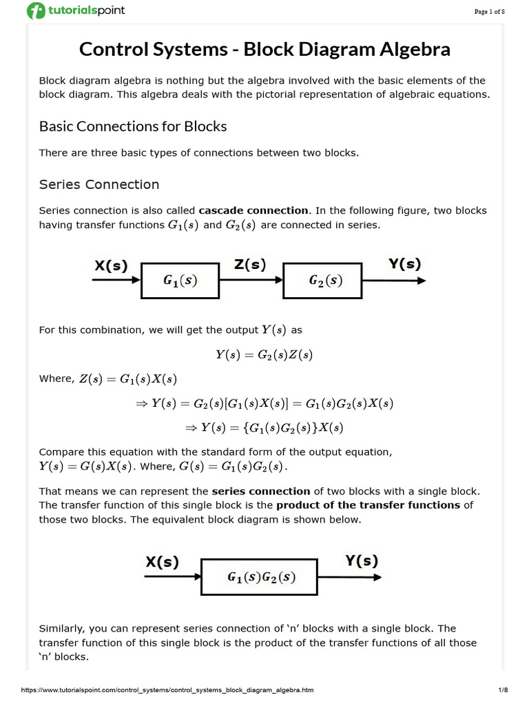 8 Control Systems Block Diagram Algebra | PDF | Feedback | Algebra