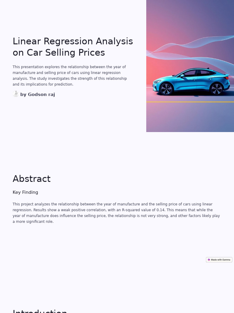 Linear Regression Analysis On Car Selling Prices | PDF | Regression Analysis | Coefficient Of ...