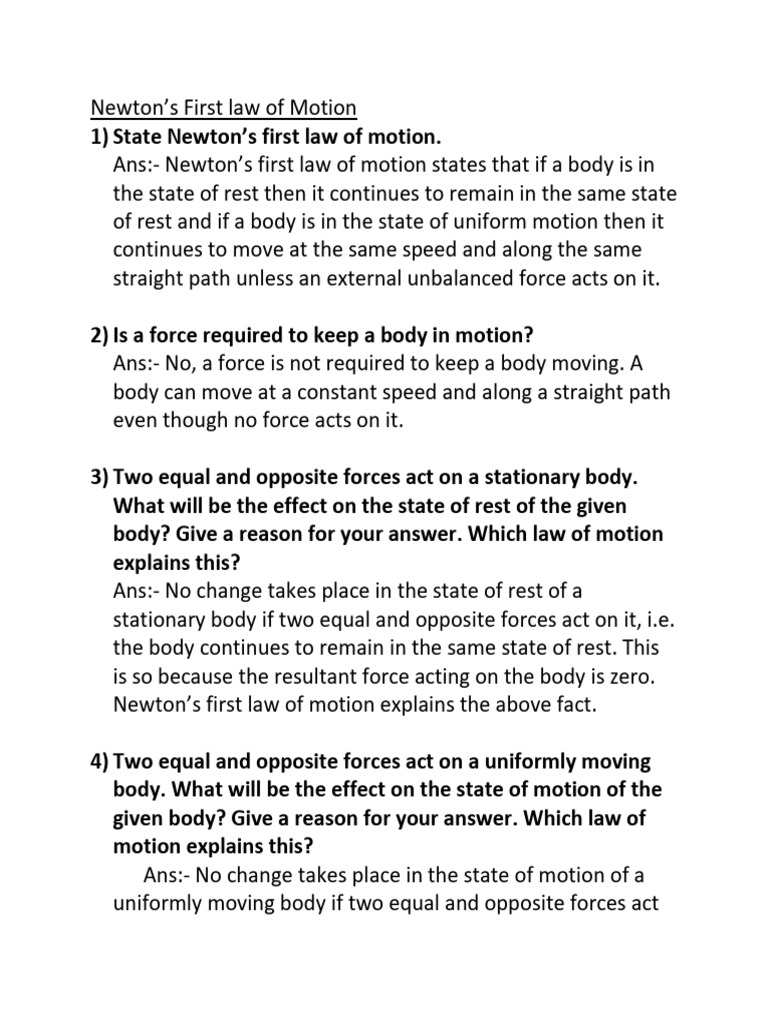 Newton's 1st Law of Motion | PDF | Force | Inertia