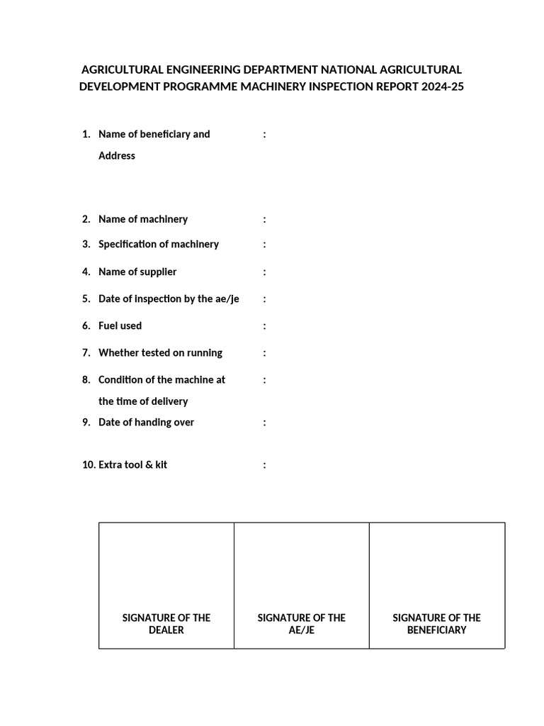 2024-25 Machinery Inspection Report | PDF