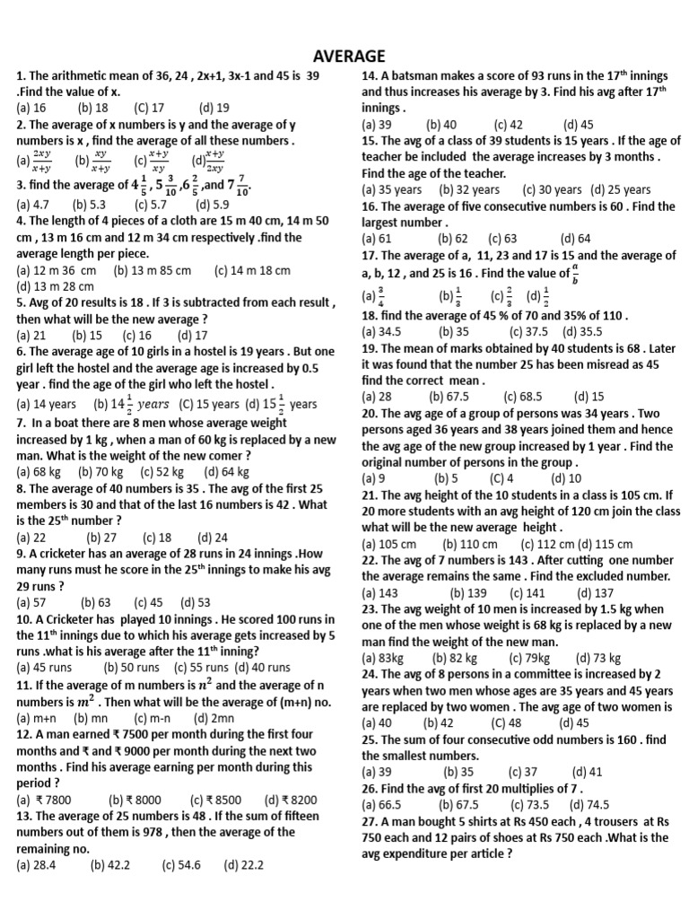 Average | PDF | Average | Elementary Mathematics