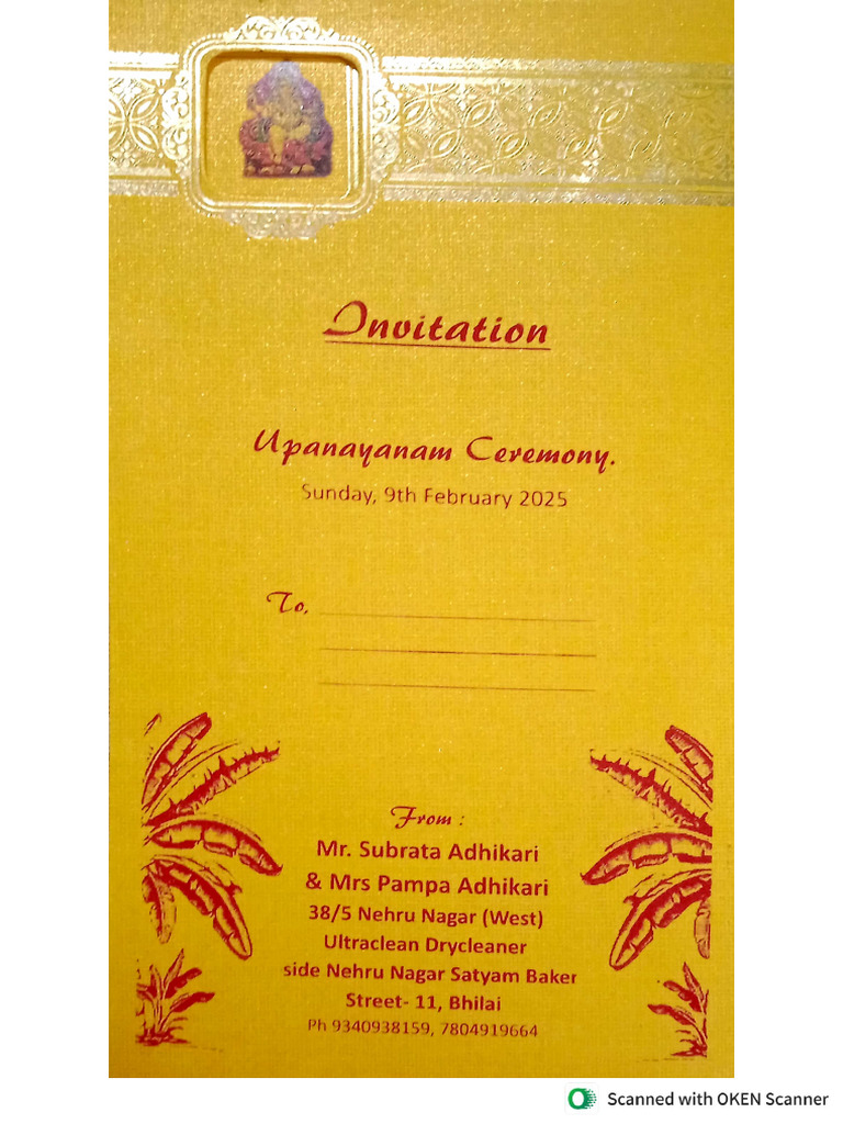 Upnayan Invitation | PDF