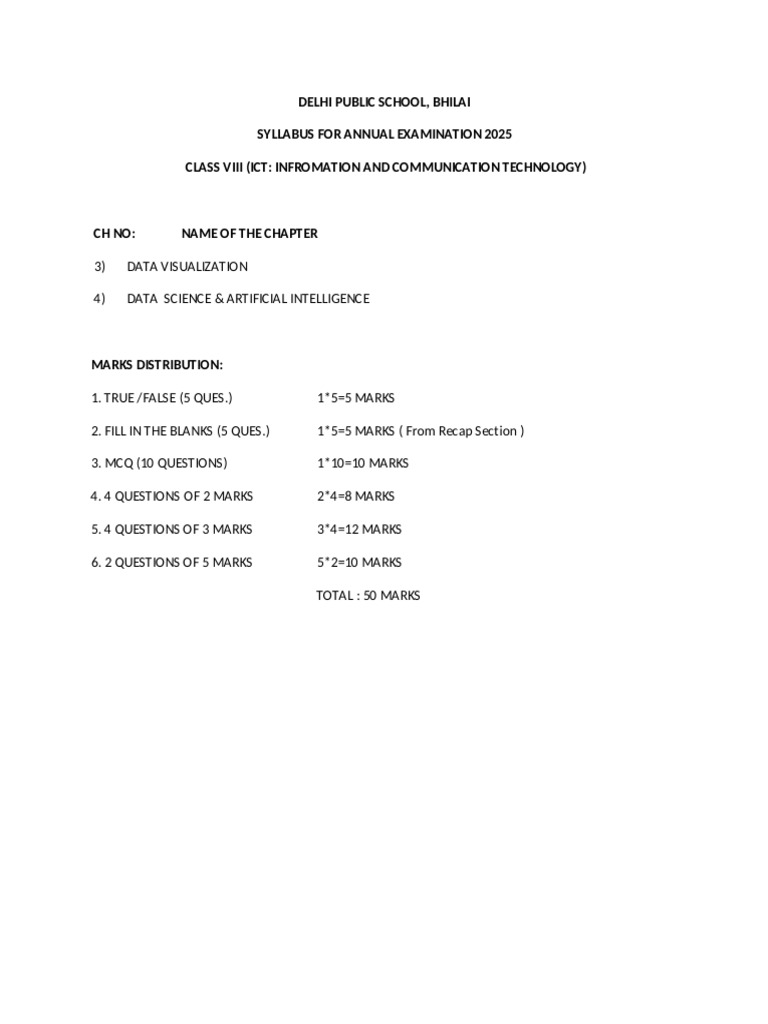 DataScience Syllabus Class VIII | PDF