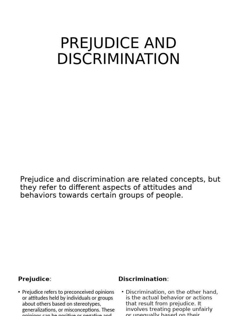 Prejudice and Discrimination | PDF | Prejudices | Discrimination