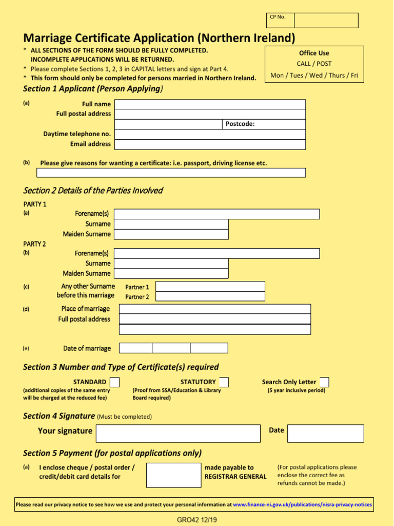 marriage-certificate-application-form-GRO42 | PDF | Credit Card | Payments