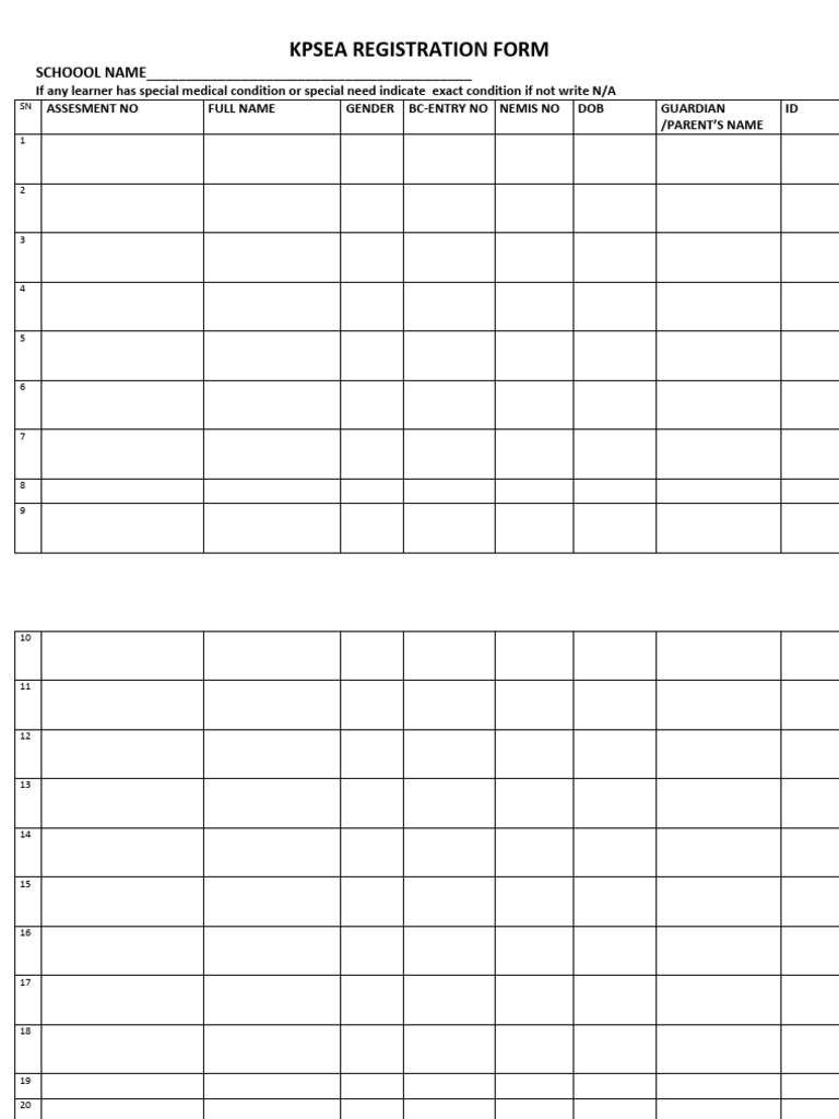 KPSEA Registration Form | PDF