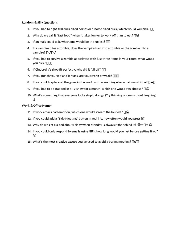 Goofy and Silly Questions PDF | PDF